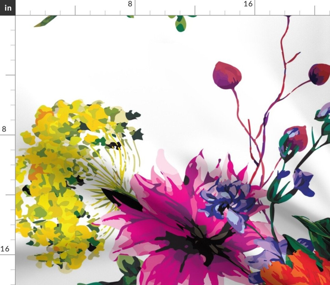 Colorful Floral Fabric Floral Fantasy by Bownut Bouquet Floral Spring ...