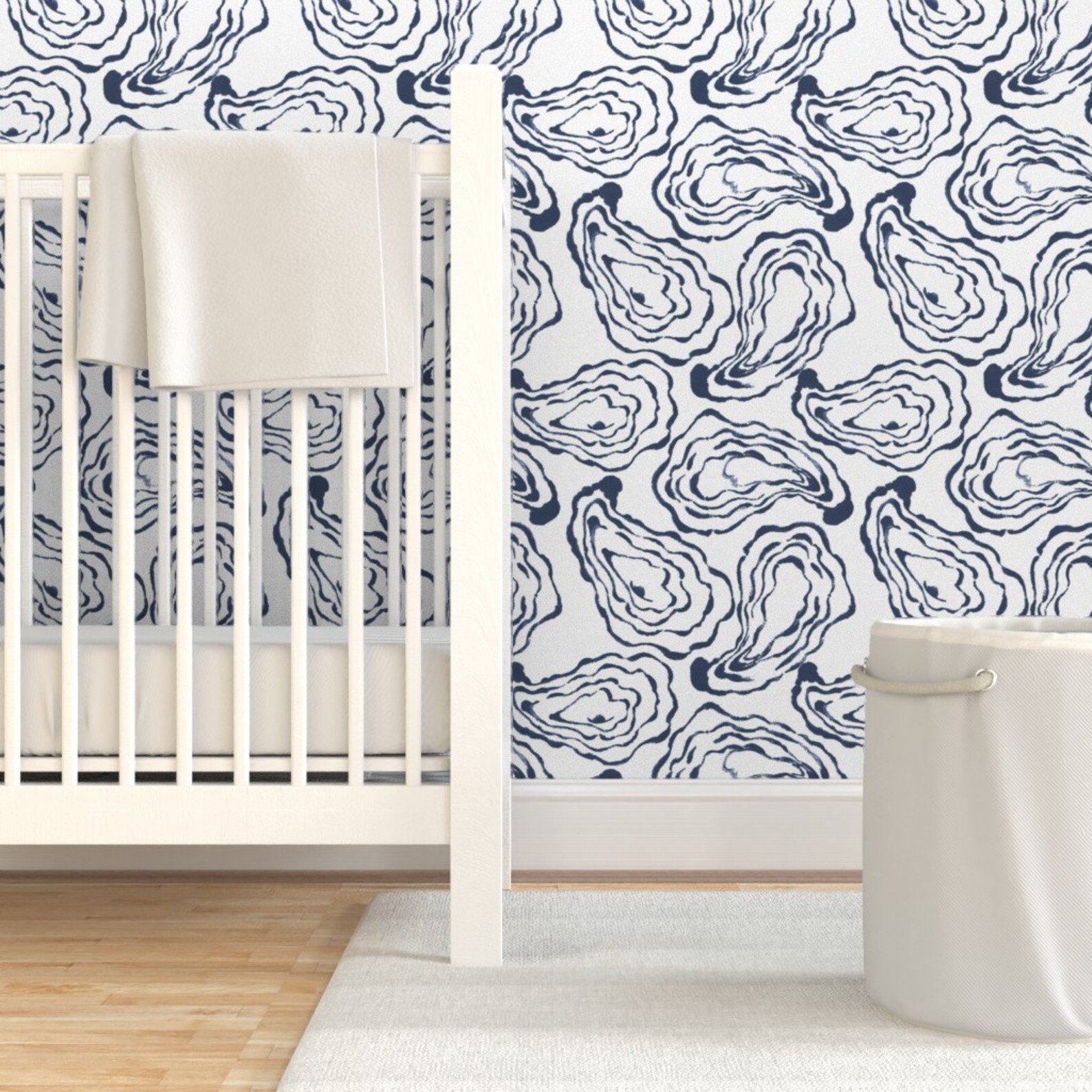 Oysters Wallpaper Oysters Paisley Navy by Fat Bird Designs - Etsy