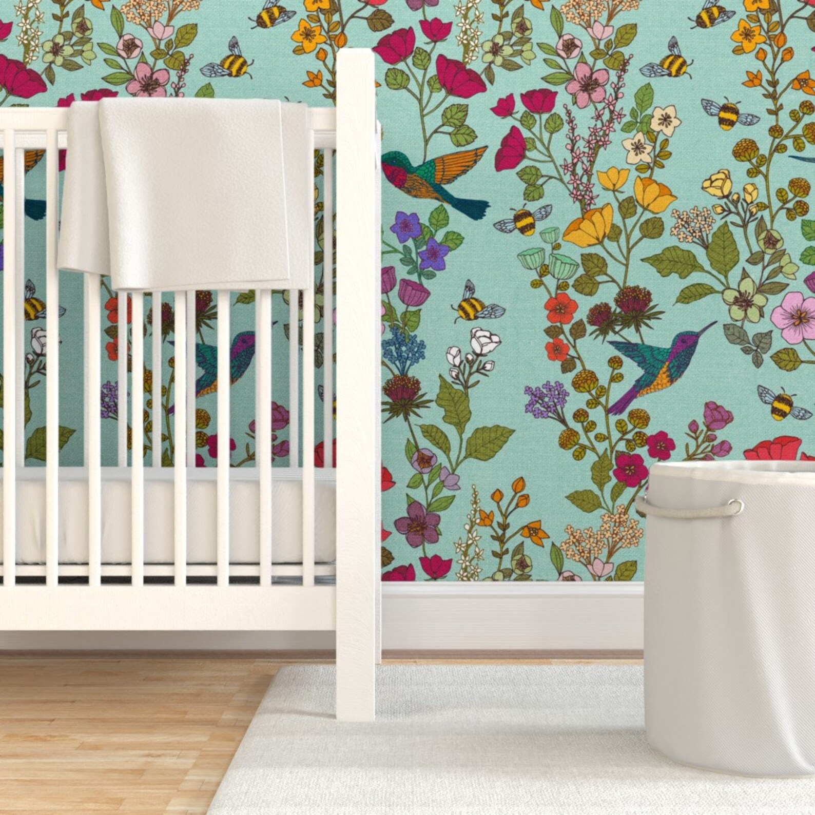 Hummingbird Wallpaper Hummingbirds and Bee by Ceciliamok - Etsy