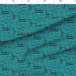 South Carolina Fabric Cities of South Carolina Cities Teal - Etsy