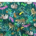 Rainforest Fabric Rainforest Friends Watercolor Animals on Teal Large ...