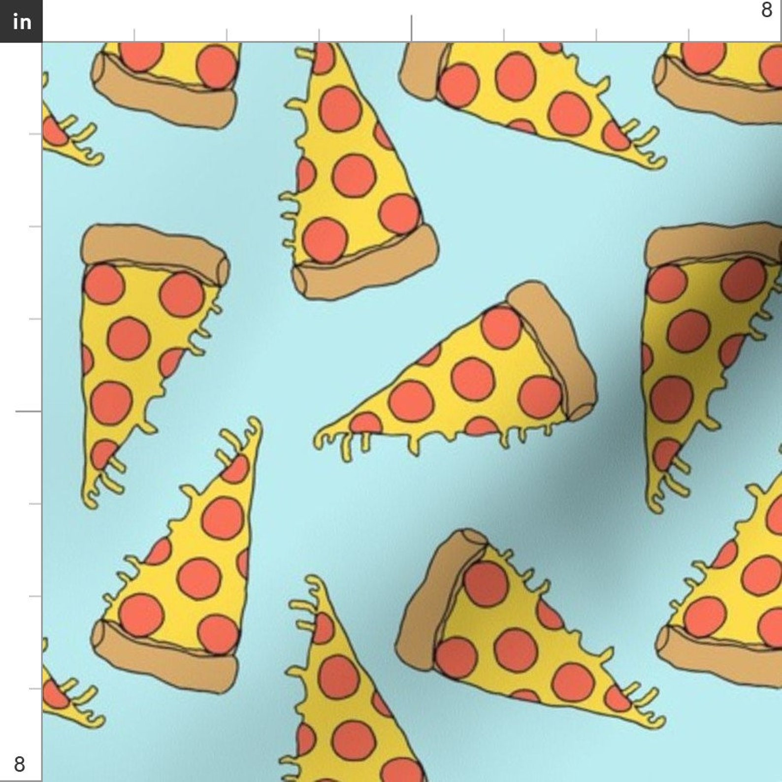 Pizza Fabric Pizza // Light Blue Pastel Pizza Junk Food Kids - Etsy