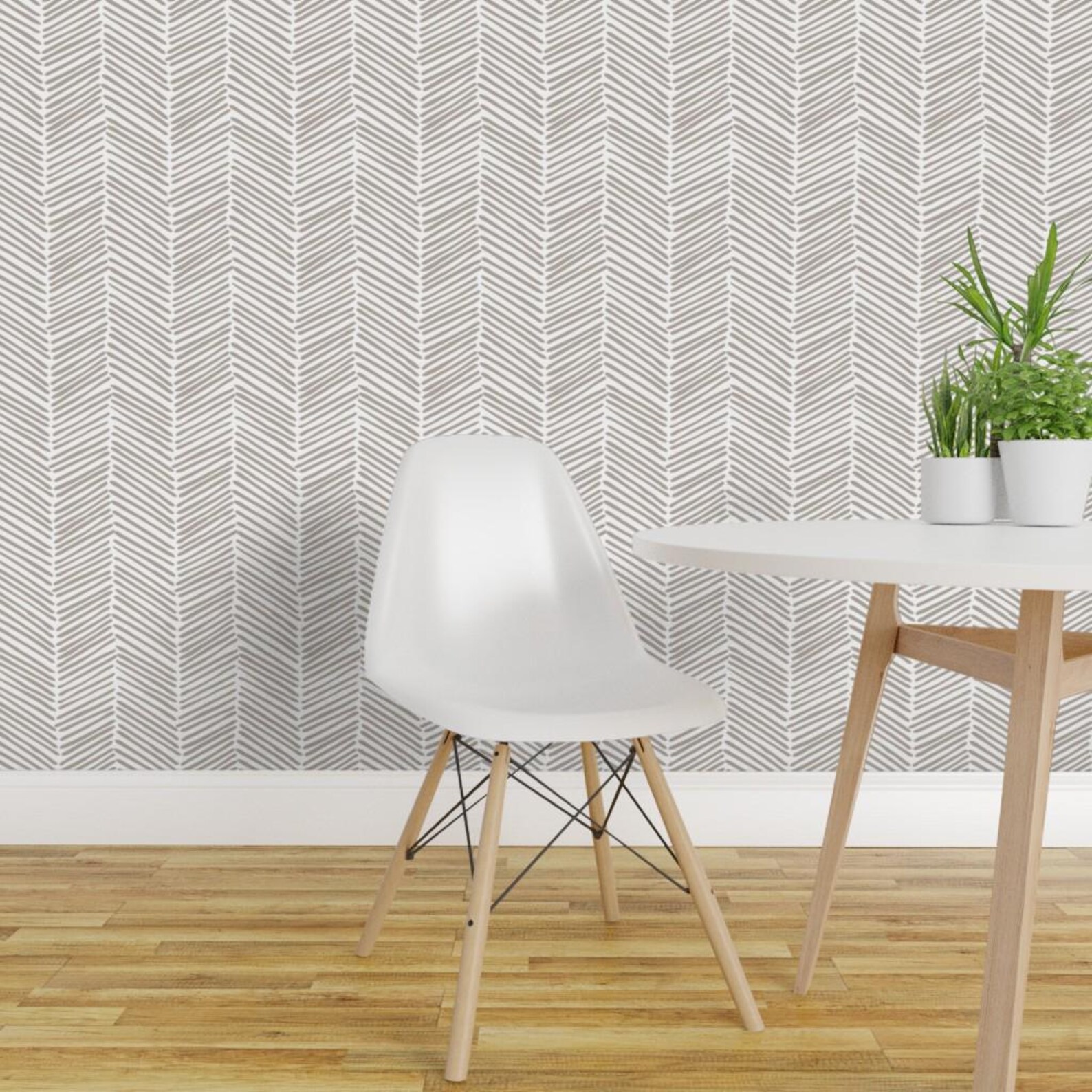 Herringbone Wallpaepr- Freeform Arrows Large in Greige by Domesticate ...