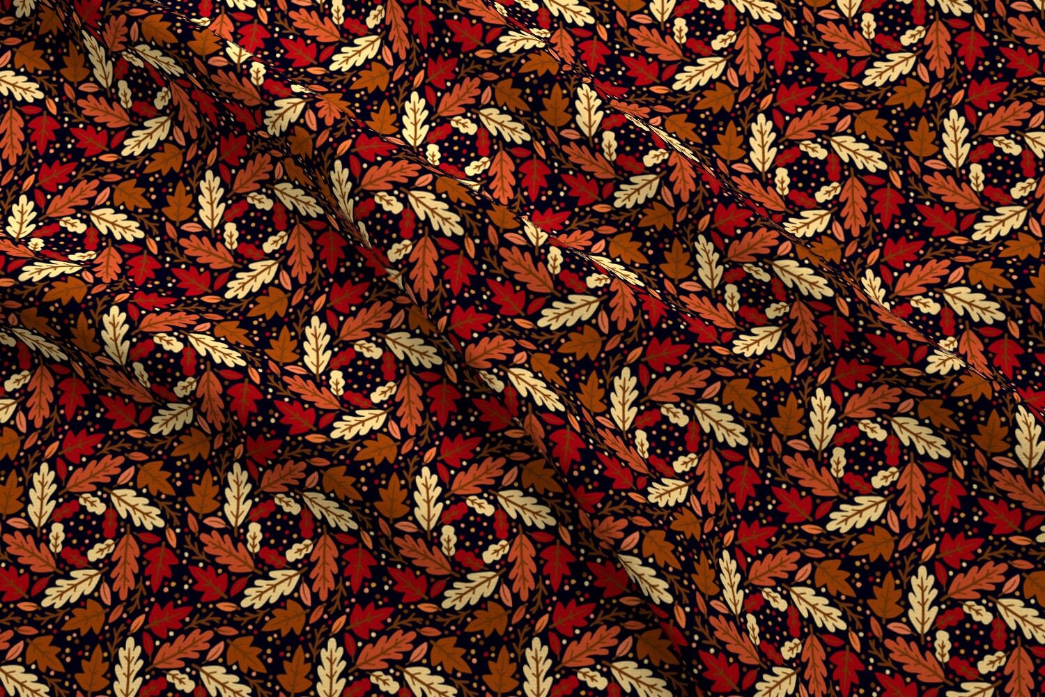 Fall Leaves Fabric Fall Autumn Leaves By Khaus Fall Autumn | Etsy
