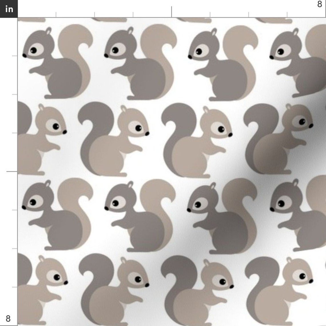 Woodland Squirrel Fabric Grey Squirrel by Heleenvanbuul | Etsy