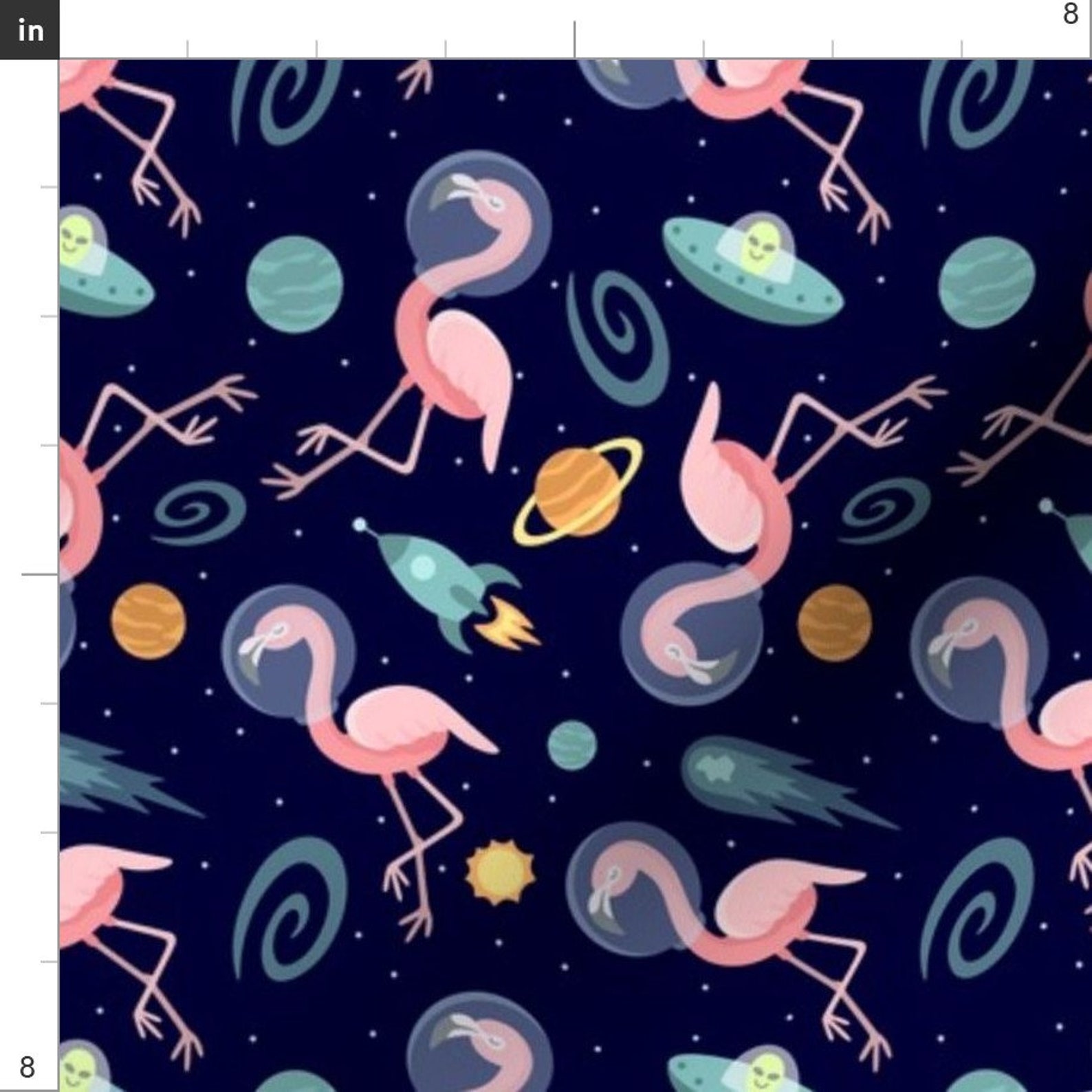 Purple Astronaut Flamingo Space Fabric Flamingos in Space by - Etsy