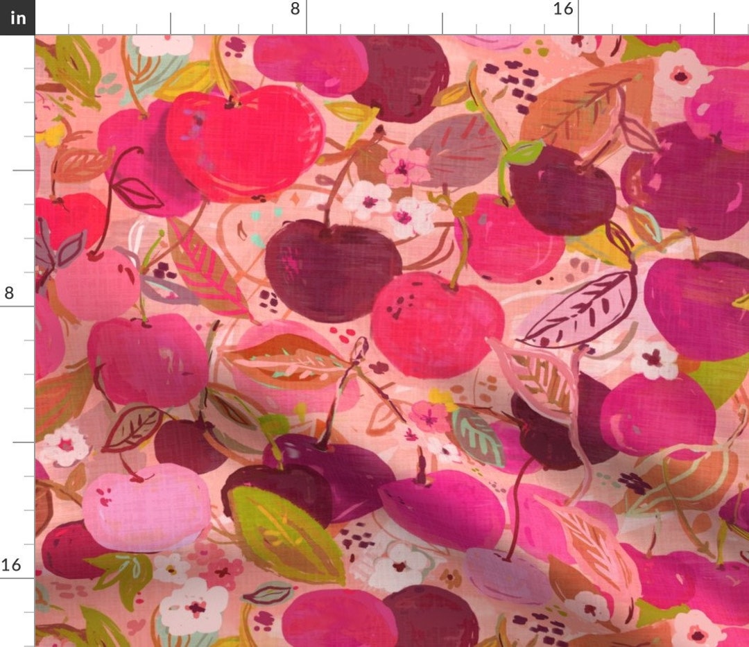 Vintage Retro Cherry Fabric Sweet Cherries by Fable Design - Etsy