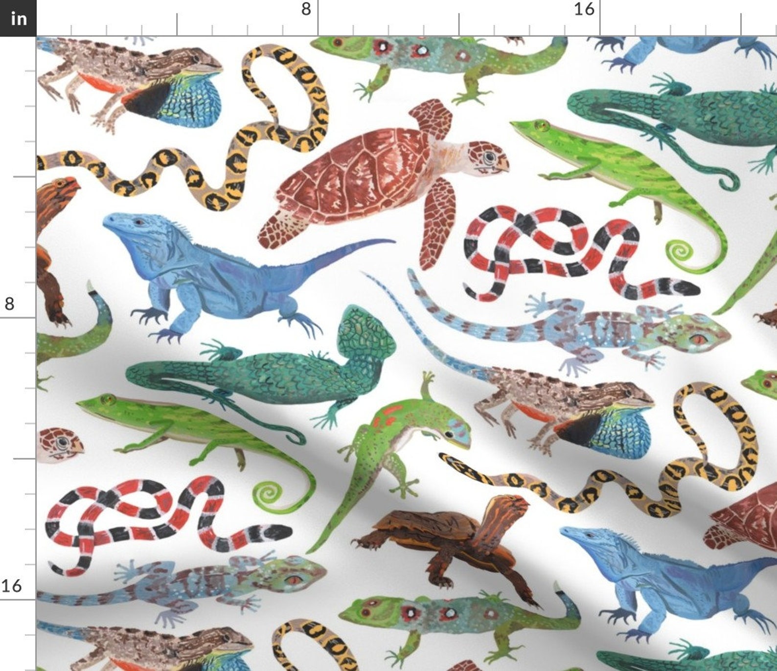 Reptiles Fabric Endangered Reptiles Around the World by - Etsy