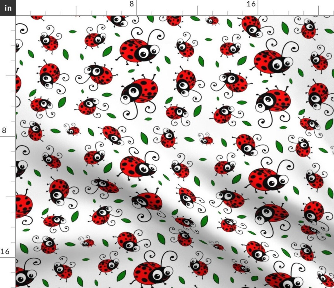 Bug-eyed Ladybugs Fabric Cute Ladybug Pattern by - Etsy