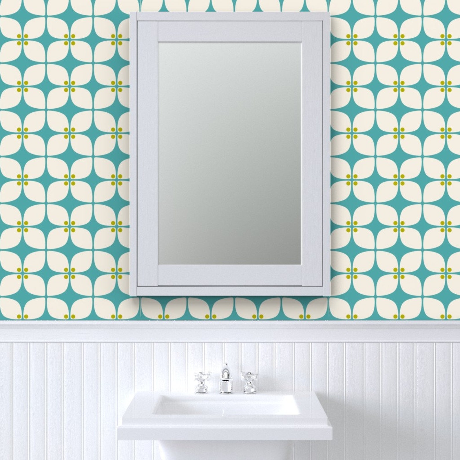 Geometric Wallpaper Square Teal by Brainsarepretty - Etsy