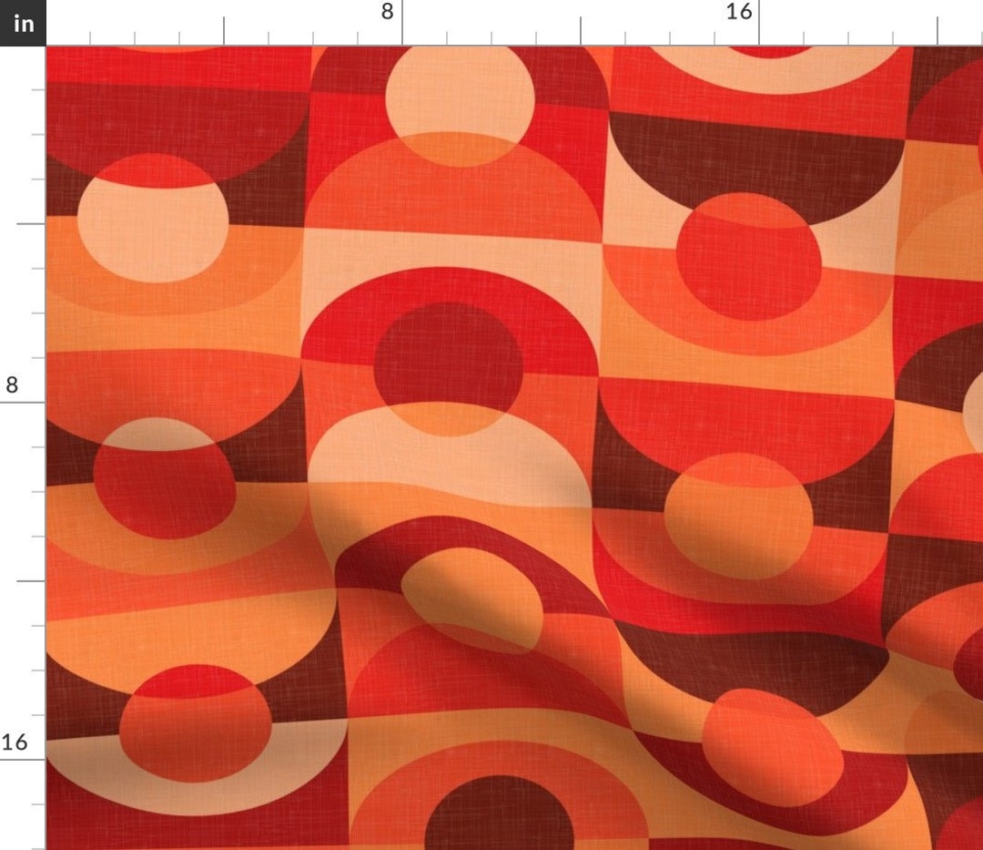 Monochrome Geometry Fabric Sunset and Sunrise by Evamatise Orange ...