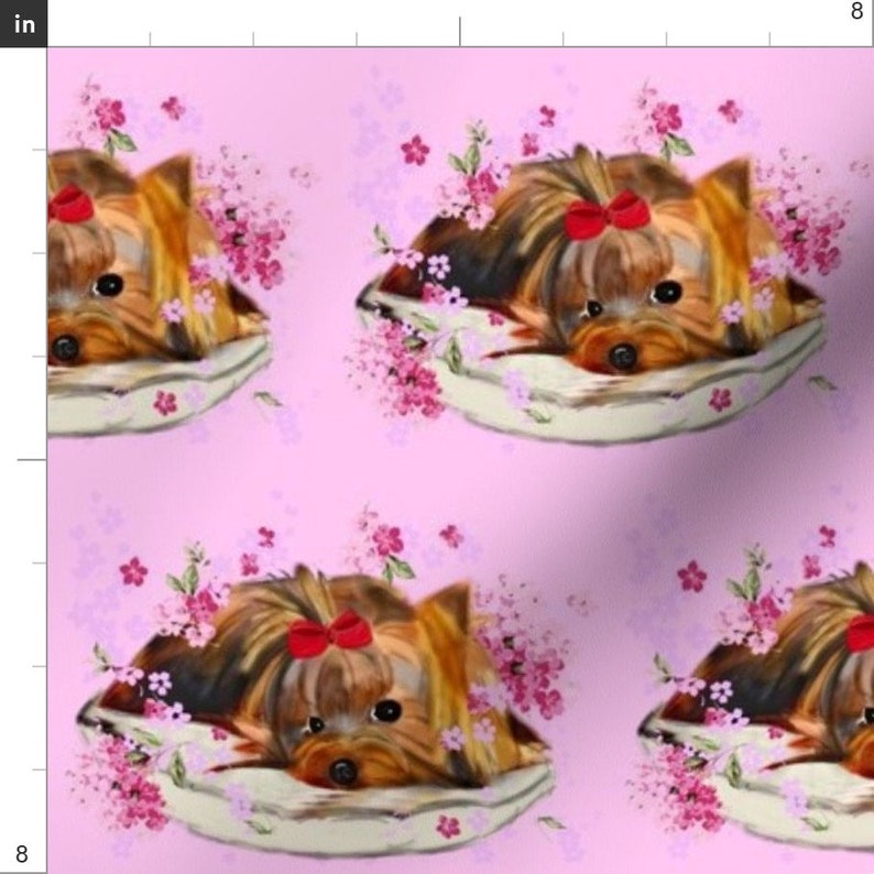 Yorkies Fabric Yorkshire Terrier Valentine's Day Love - Etsy