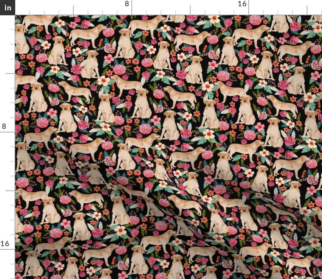 Labrador Fabric Yellow Labrador Retriever Dog Floral Fabric - Etsy