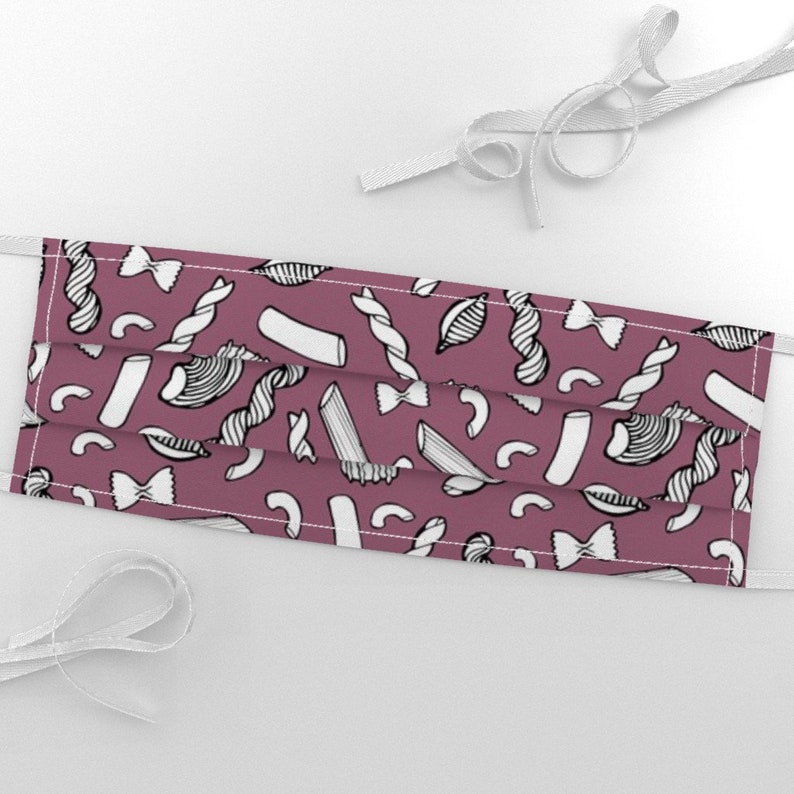 Purple Pasta Fabric Pasta Shapes on Burgundy by Crowlands | Etsy
