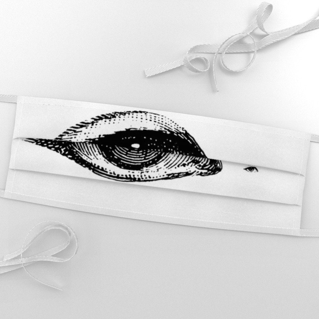 Eyes Fabric Drawn Eyes Indigo Navy on White Anatomical - Etsy