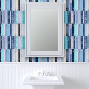 Books Wallpaper Instant Library Blue by Peacoquettedesigns - Etsy