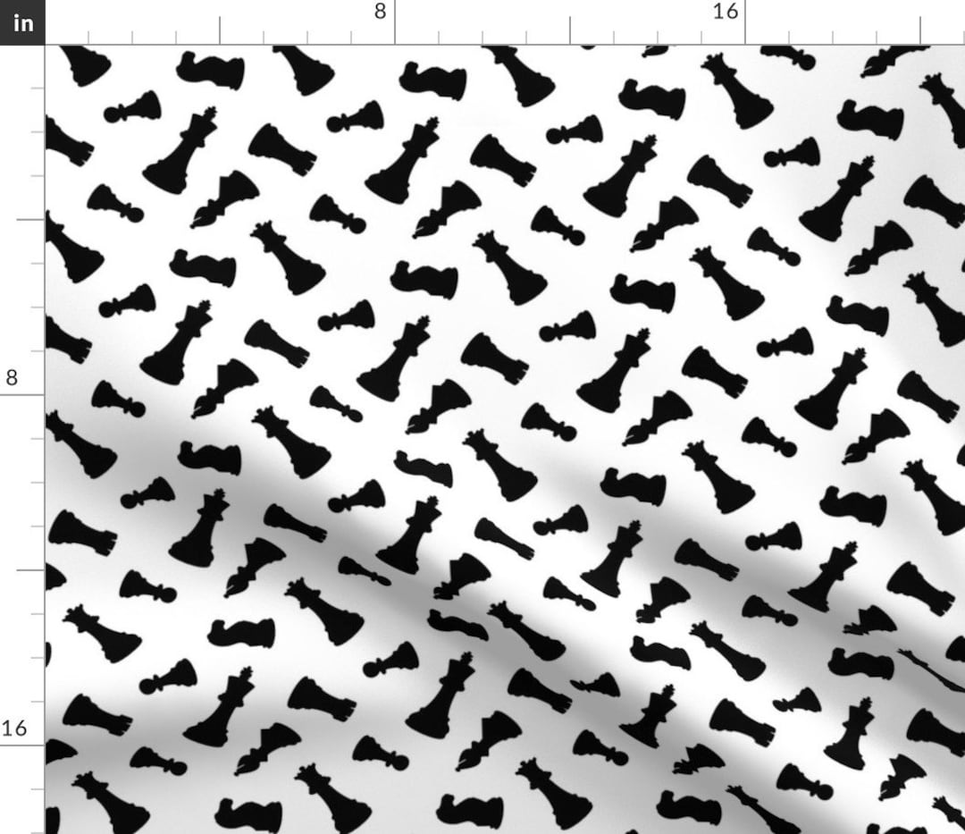 Chess Pieces Fabric Chess Pieces // Solid Black by Thin Line Textiles ...