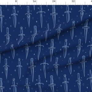 Dagger Fabric Sweet Revenge Navy by Logan Spector Deadly Knife Blade ...