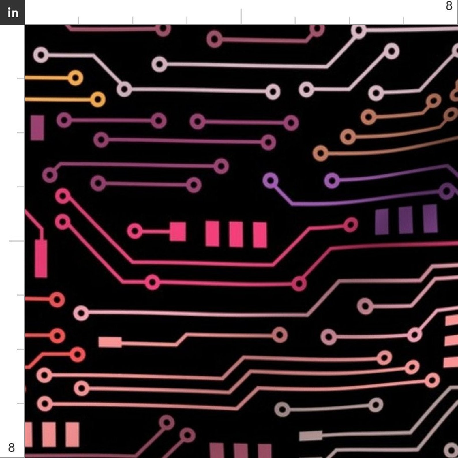 Rainbow Circuit Board Fabric Circuit Nerd Black Black - Etsy