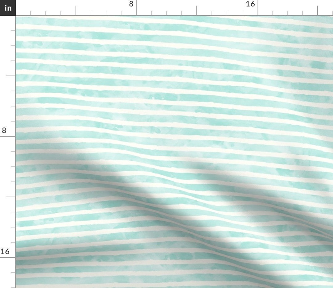Watercolor Aqua Stripe Fabric Watercolor Stripe Light Aqua - Etsy