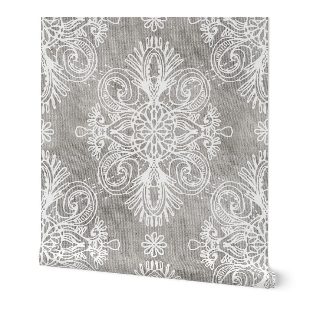 Boho Wallpaper Gray Boho Daisy Centered Doodle By Micklyn | Etsy