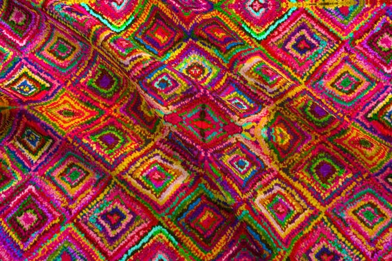 Indian Rug Fabric Trip To India In Magenta Curry And Rose | Etsy