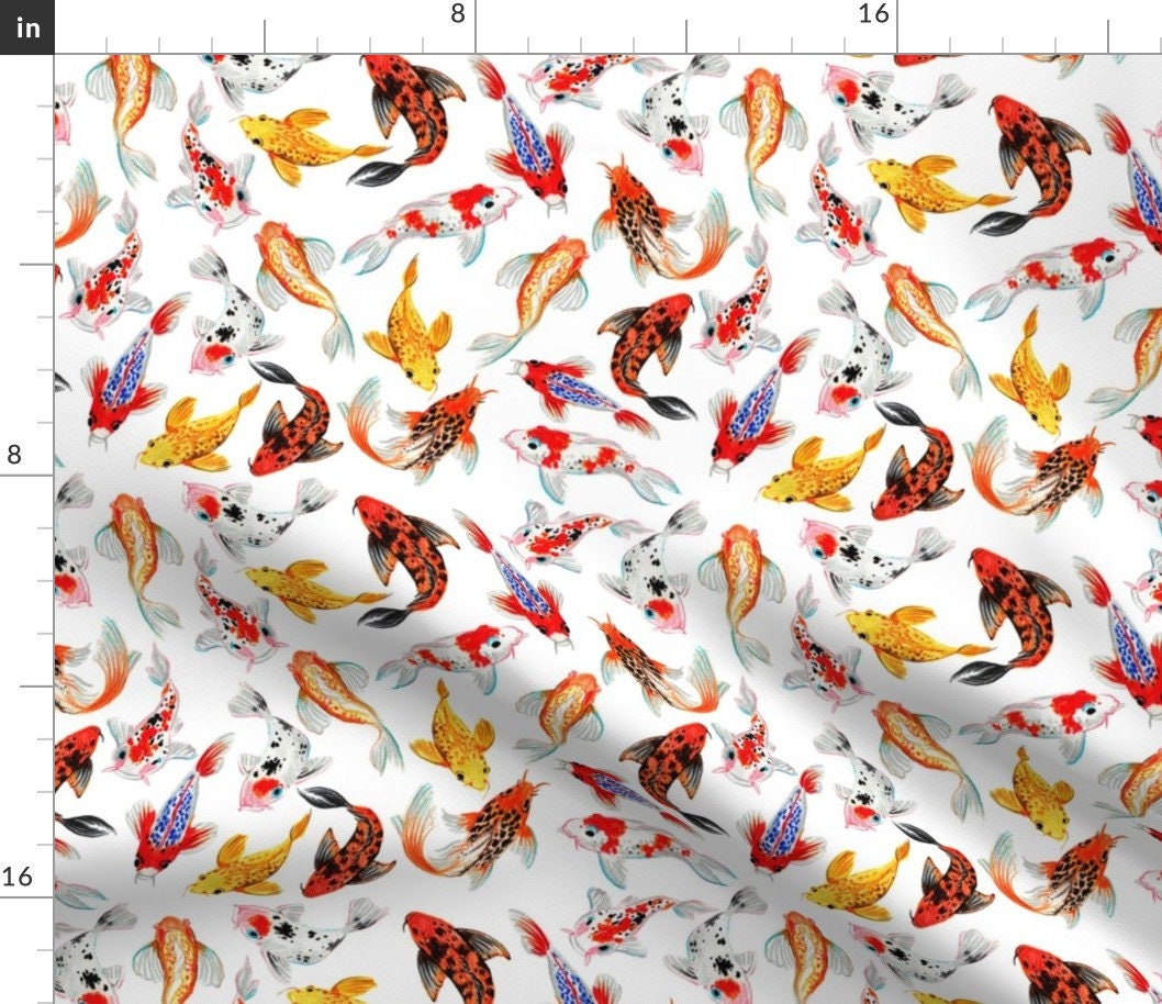 Koi Fish Fabric Koi By Jadegordon Koi Carp Goldfish Zen - Etsy 日本