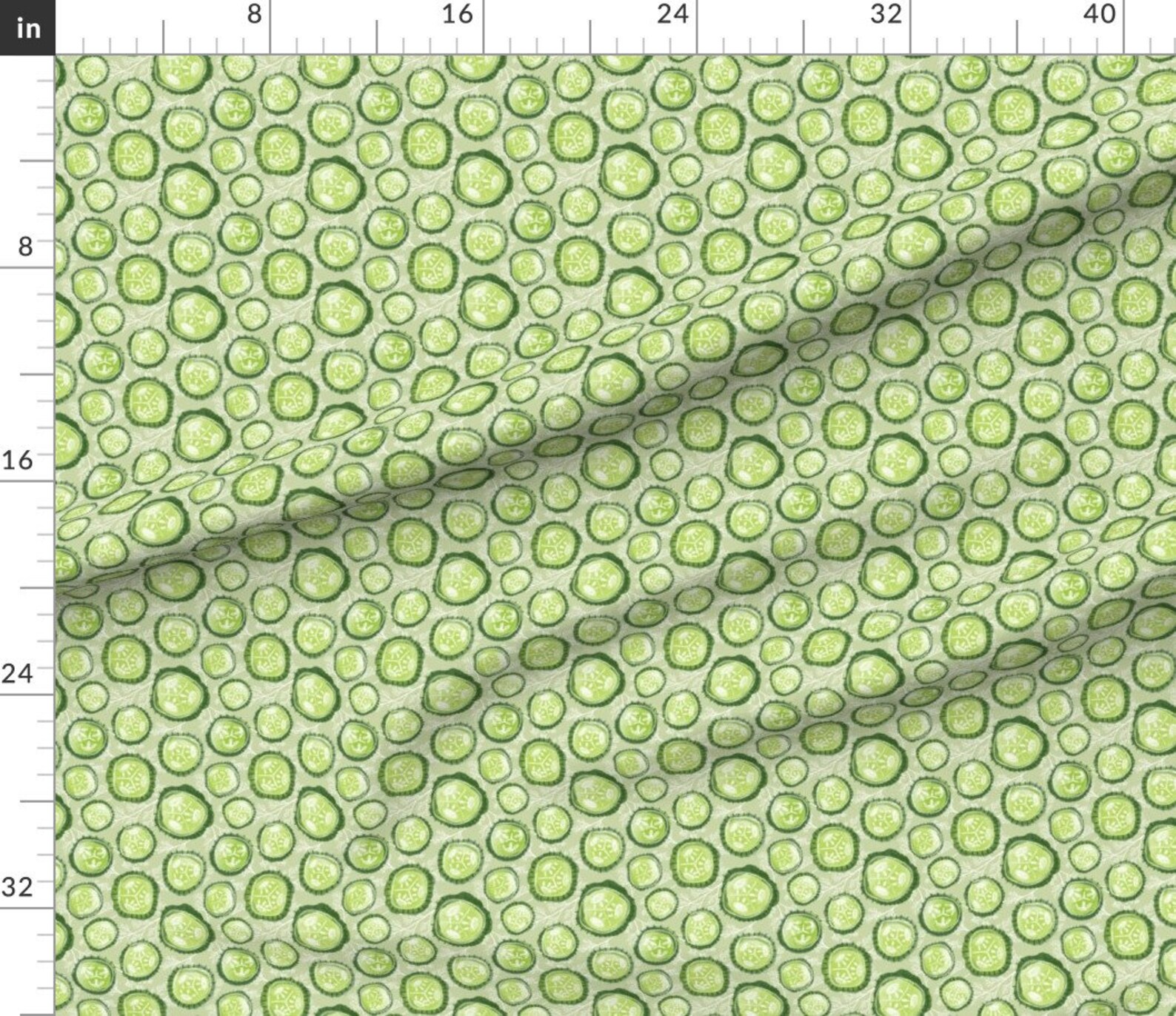 Green Pickle Fabric Dill Pickles on Sage Medium by Pinky - Etsy