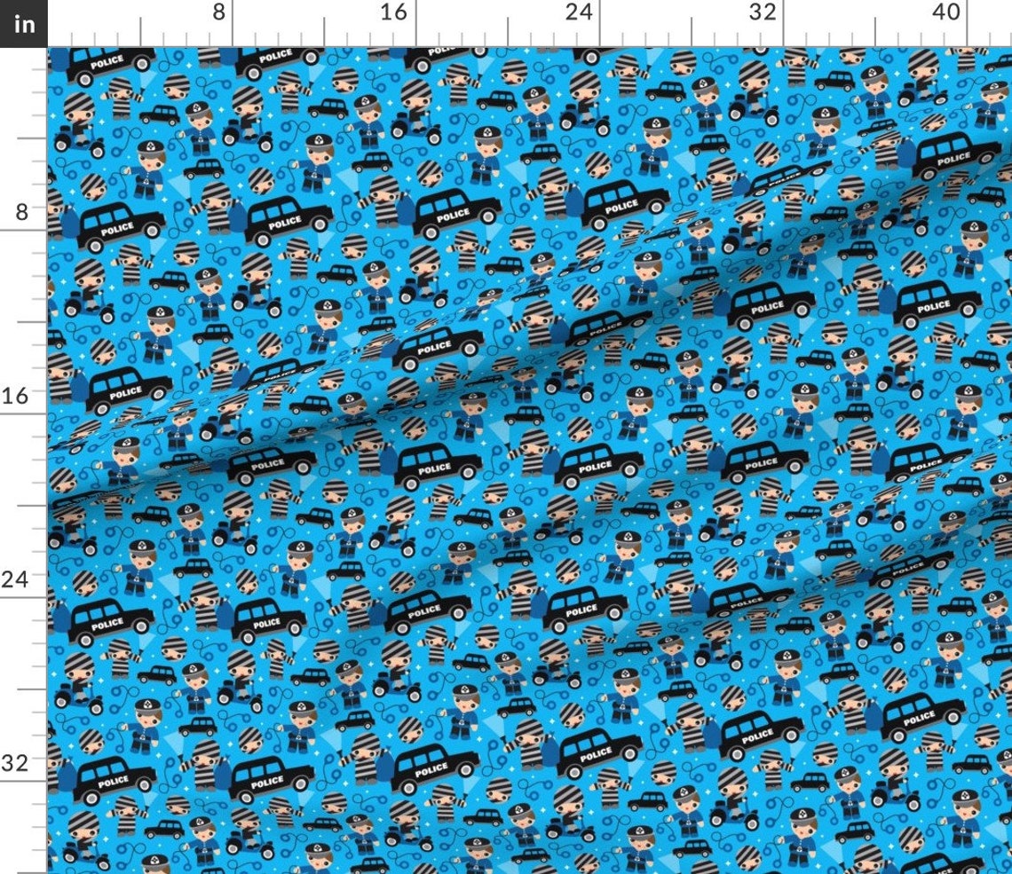 Police Car Fabric Thiefs Cops and Robbers Police Theme by - Etsy