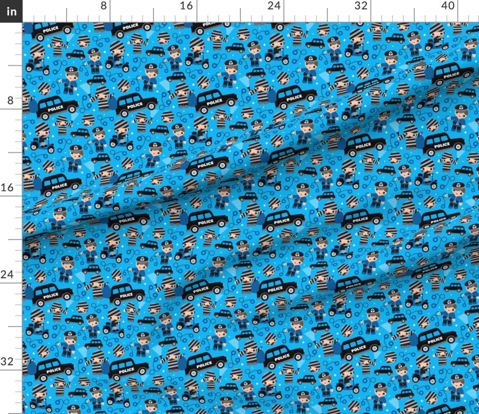 Police Car Fabric Thiefs Cops and Robbers Police Theme by | Etsy