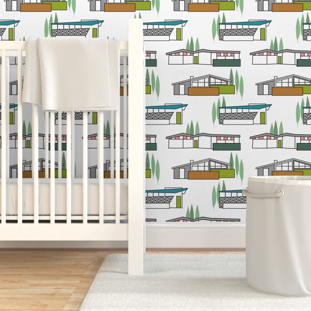 Mid Century Modern Wallpaper Mid-century Homes by Vo Aka - Etsy