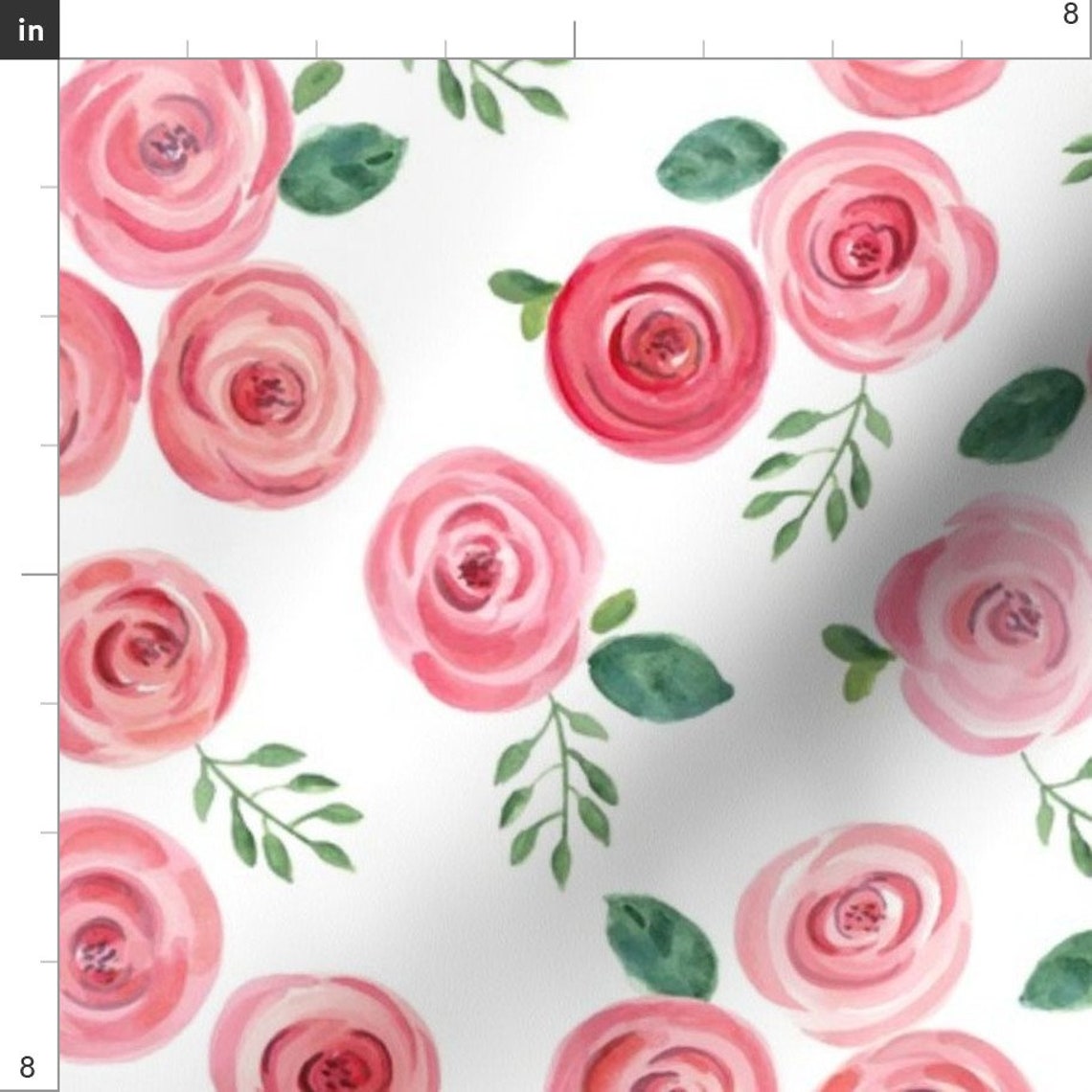 Pink and Red Rose Fabric Watercolor Roses // Reds and Pinks - Etsy