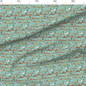 Snowmobiles Fabric Vintage Snowmobile Illustration Winter Outdoors Snow ...