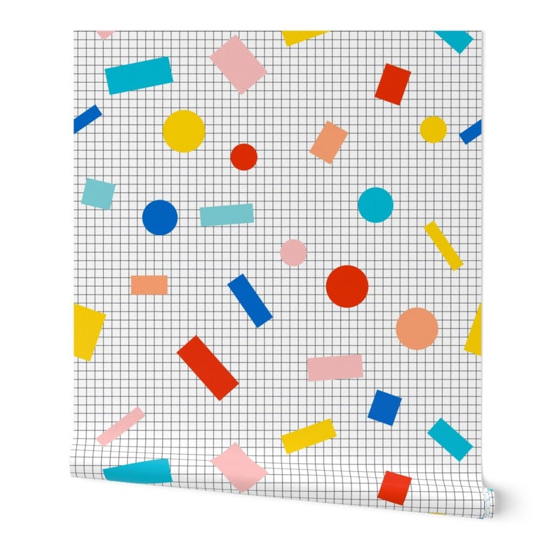Retro Wallpaper Color Block Grid by Louisemargaret Retro - Etsy