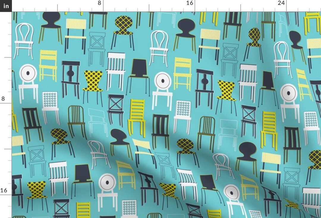 Mod Chairs on Blue Fabric - Have A Seat by Katerhees - Mod Scandi Retro ...