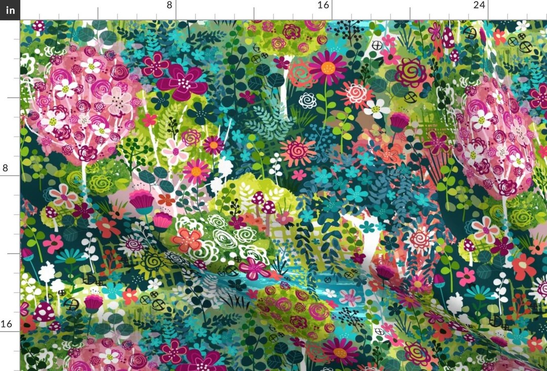 Bold Spring Garden Fabric Monet's Garden by Sarah Treu Floral Flowers ...