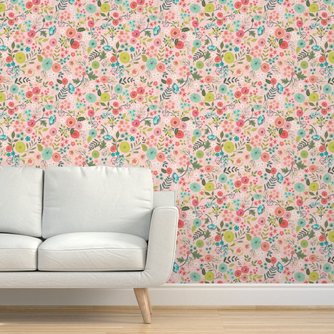 Modern Floral Wallpaper Bouquet No1 Big by Bzbdesigner | Etsy