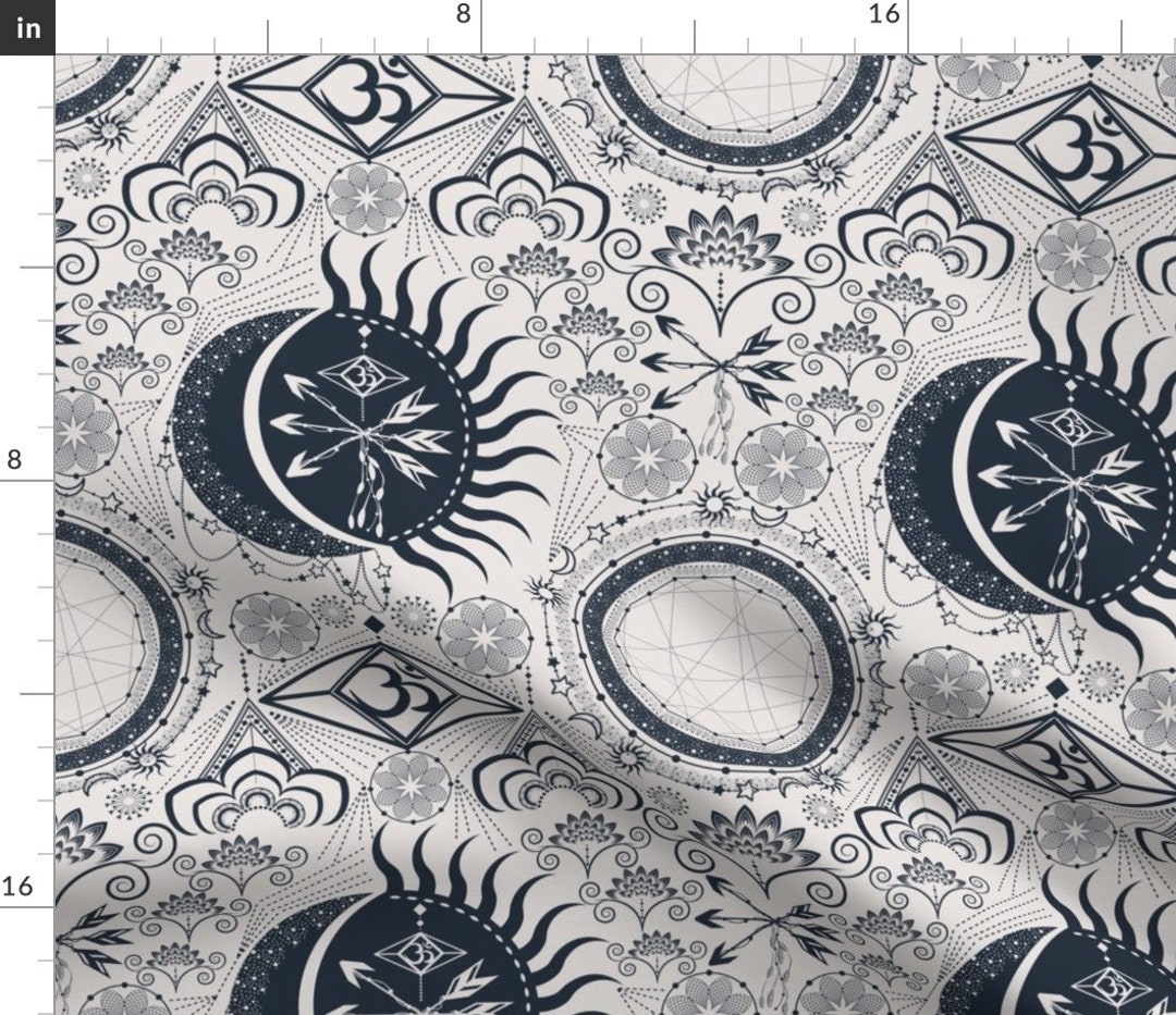 Talismans Fabric Lucky Cosmic on Sacred Talisman by Famenxt Gray Black ...