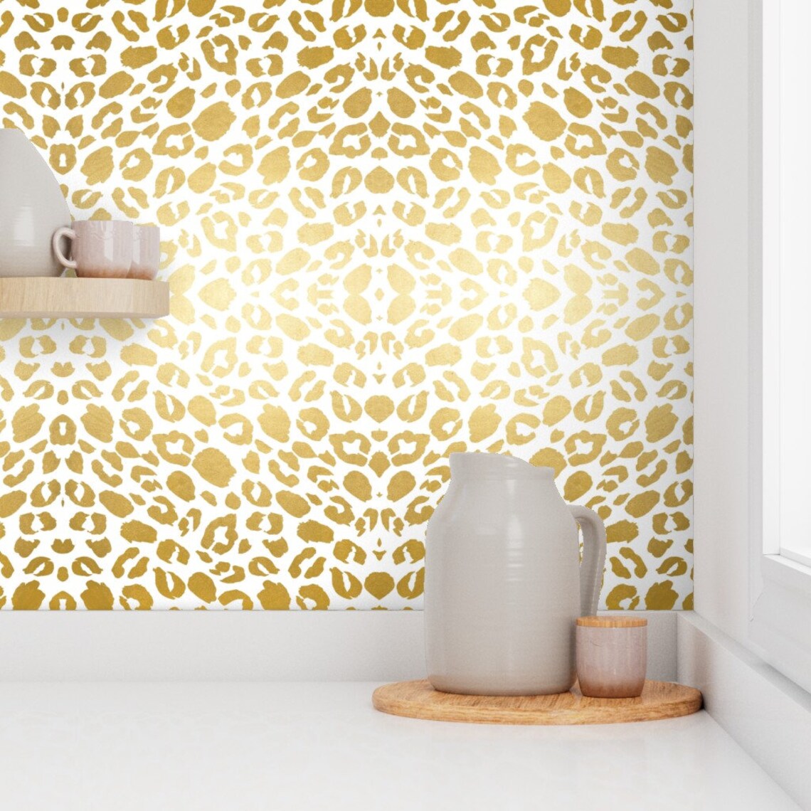 Leopard Wallpaper Gold Gilt Leopard Print by Mlags Yellow - Etsy