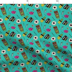 Zombie Fabric Haunted Psychobilly Luau Toss in Retro Aqua by ...