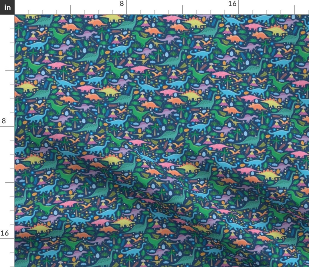 Neon Pattern Dinosaur Prehistoric Animal Fabric Dinosaurs by - Etsy
