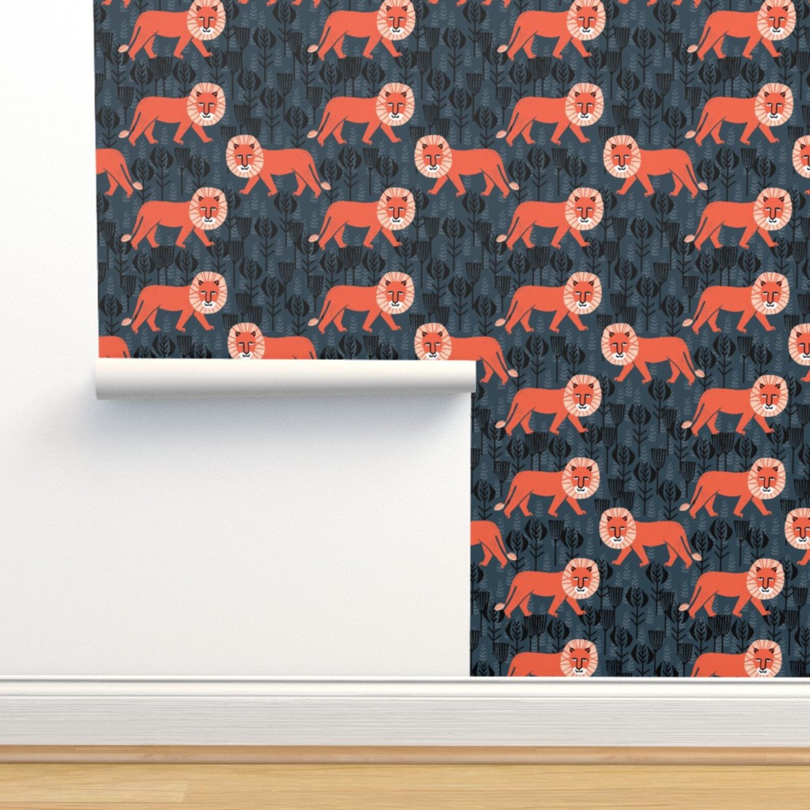 Safari Lion Wallpaper Lion Block Print Kids Design by Andrea - Etsy