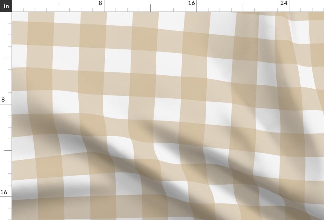 Beige Gingham Fabric Buffalo Check in Bisque by Willowlanetextiles ...