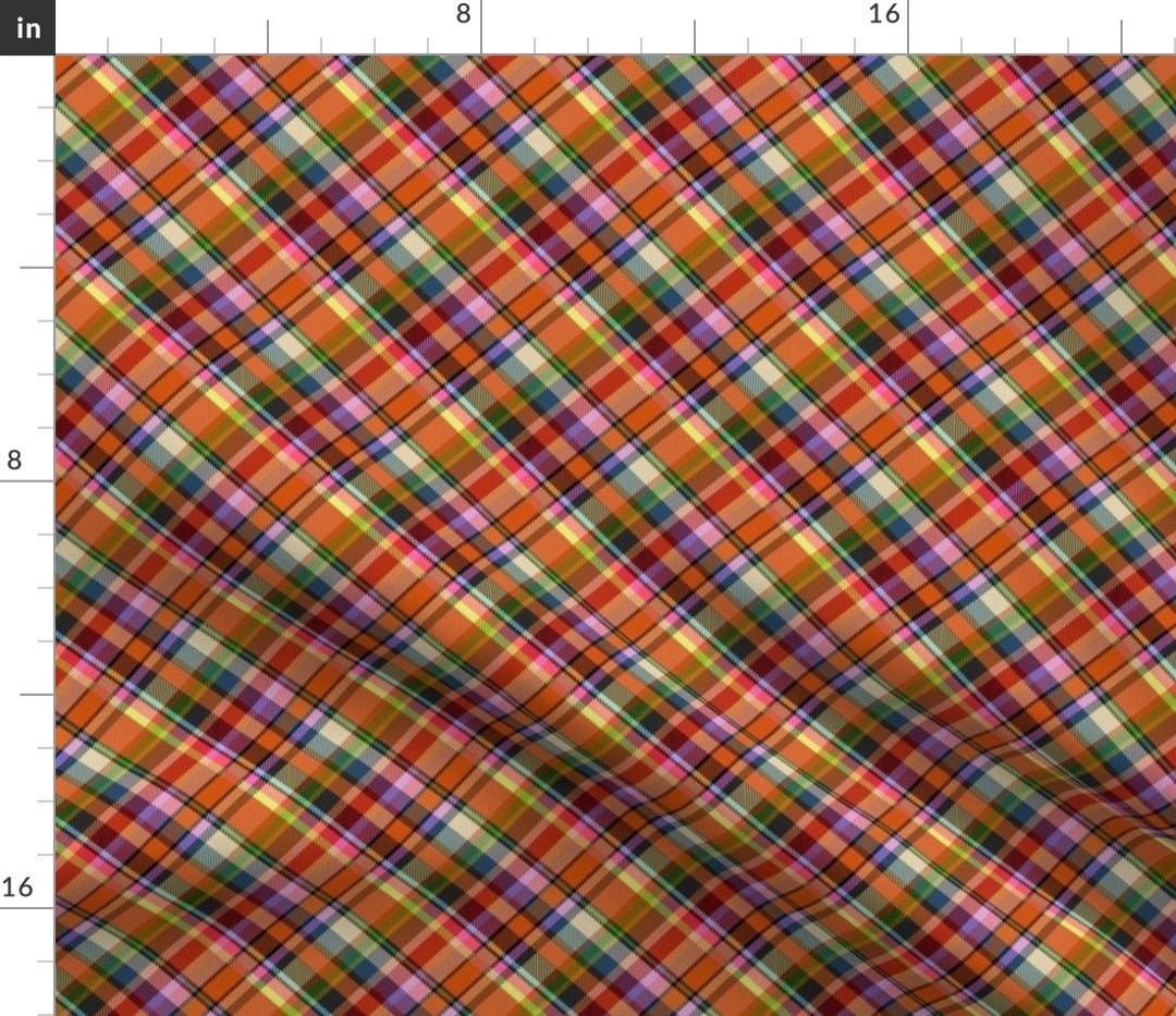 Plaid Fabric Mostly Orange Madras Plaid by Eclectic House Plaid Orange ...