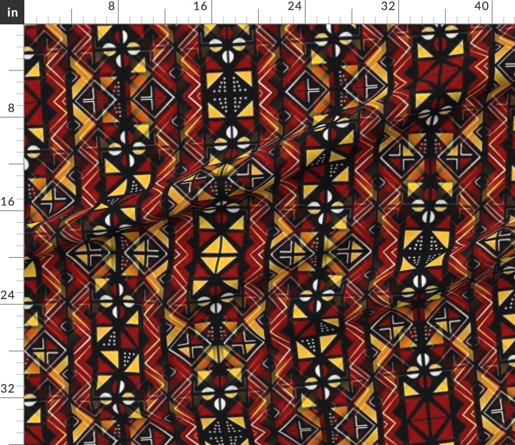 Africa Tribal Geometric Pattern Fabric Agbaba Print by - Etsy