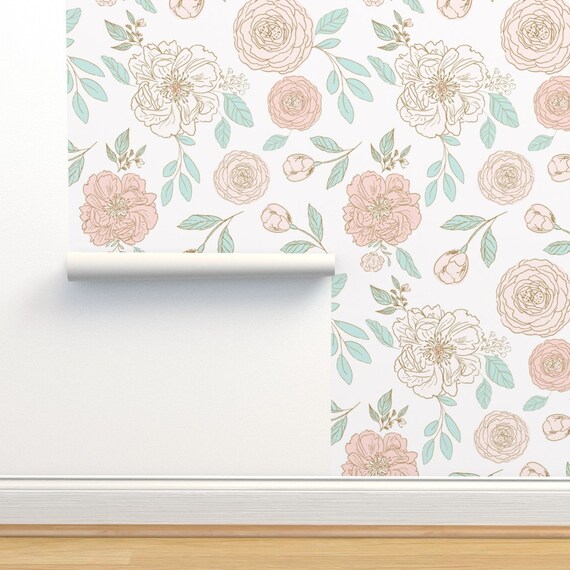 Floral Wallpaper Princess Peonies by Indybloomdesign - Etsy