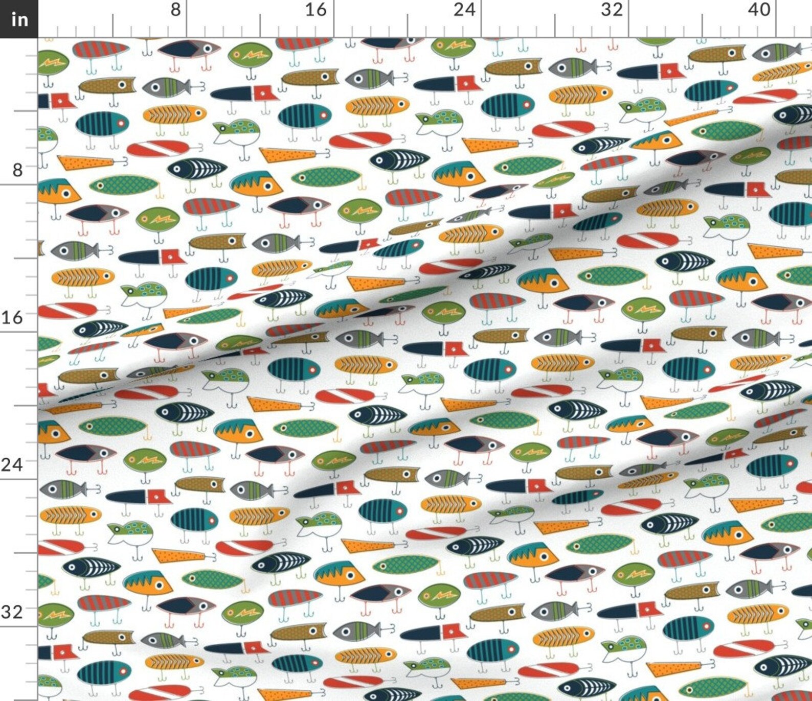 Fishing Lures Fabric Hooked up White by Katerhees - Etsy
