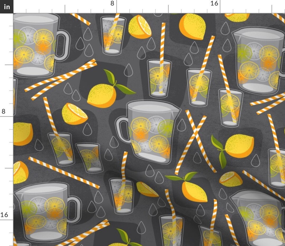 Citrus Lemonade Fabric Retro Lemonade by Cjldesigns Summer - Etsy