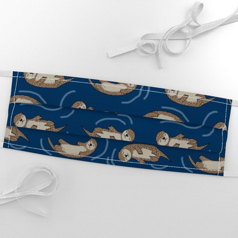 Otter Fabric Otters Navyotter Fabric Andrea Lauren Cute - Etsy