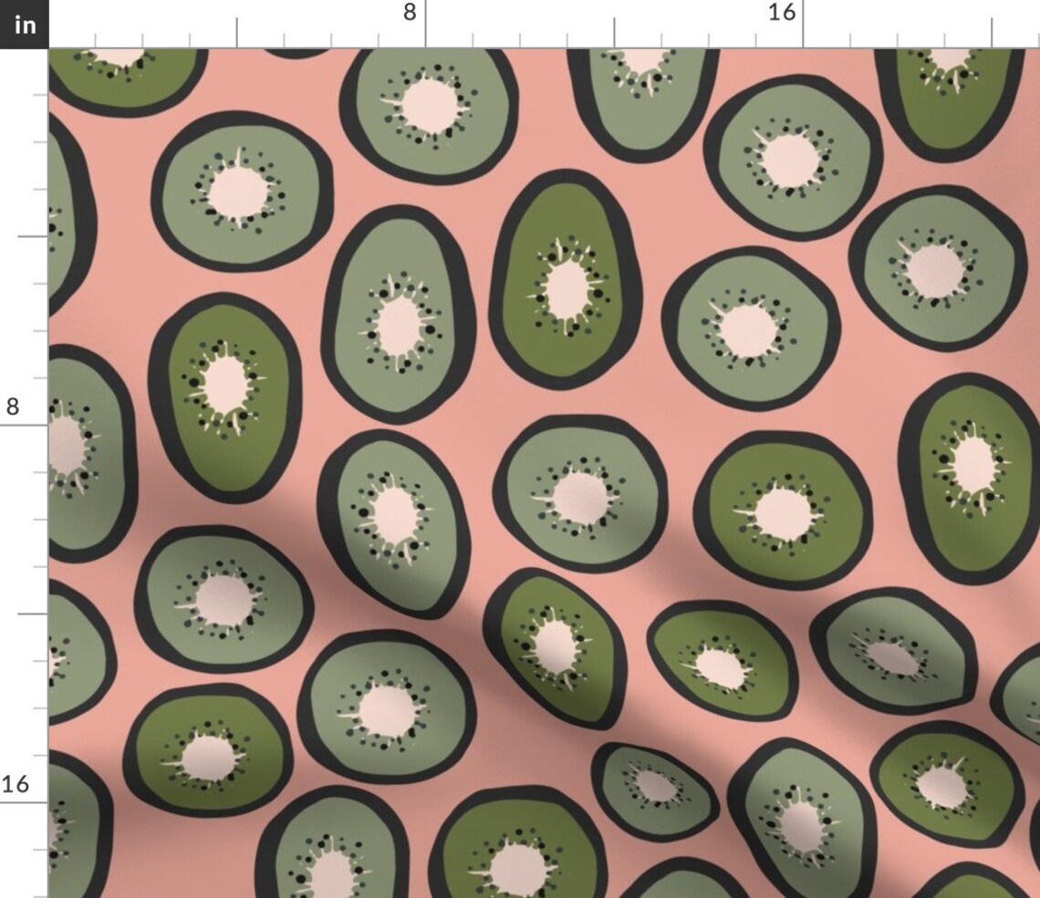 Pink Kiwi Fruit Abstract Fabric Kiwi Pink Jumbo By - Etsy.de